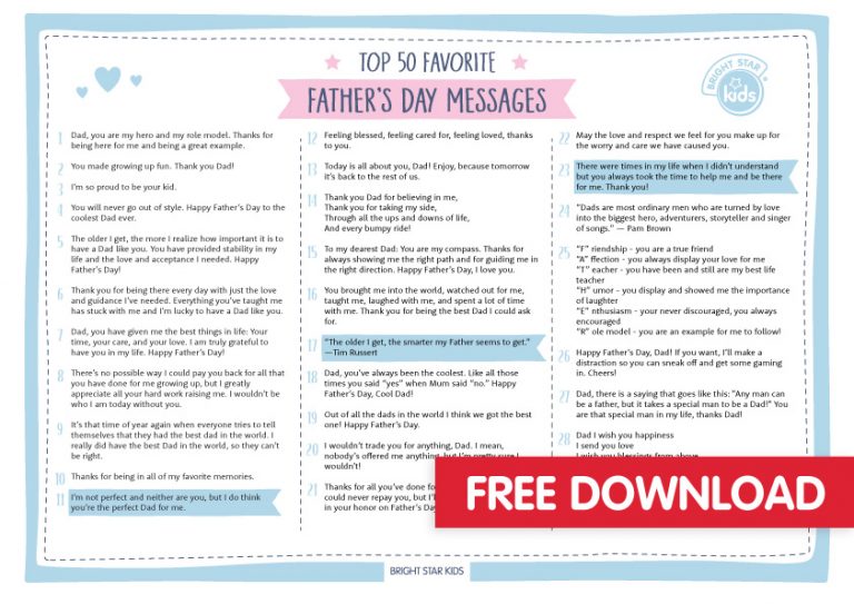 Father's Day Cards - Messages To Write - Bright Star Kids USA
