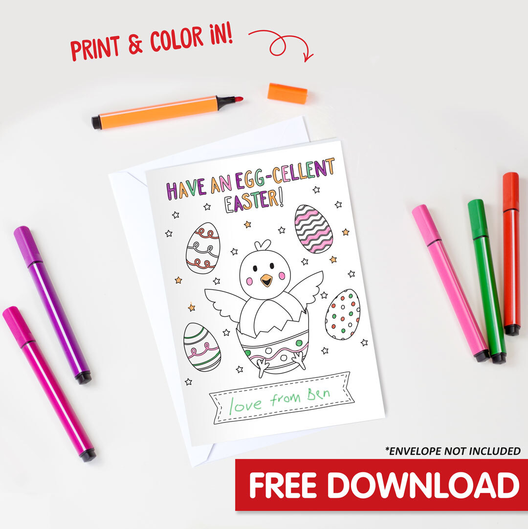 Free Printable Easter Cards: Easter Coloring-In Card - Bright Star Kids